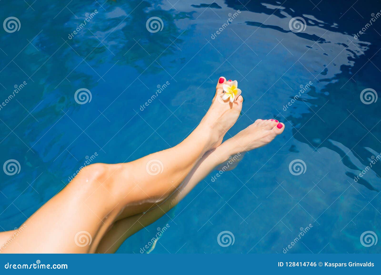 Female Legs in Blue Clean Water Stock Photo - Image of background ...