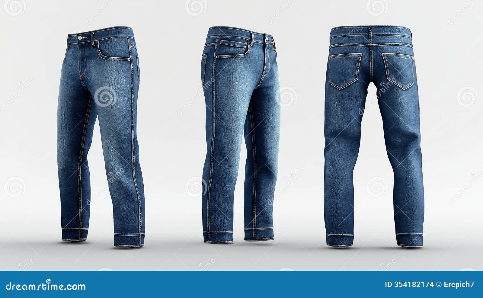 Slim-fit Denim Jeans Mockup in a Classic Design Showcasing Multiple ...