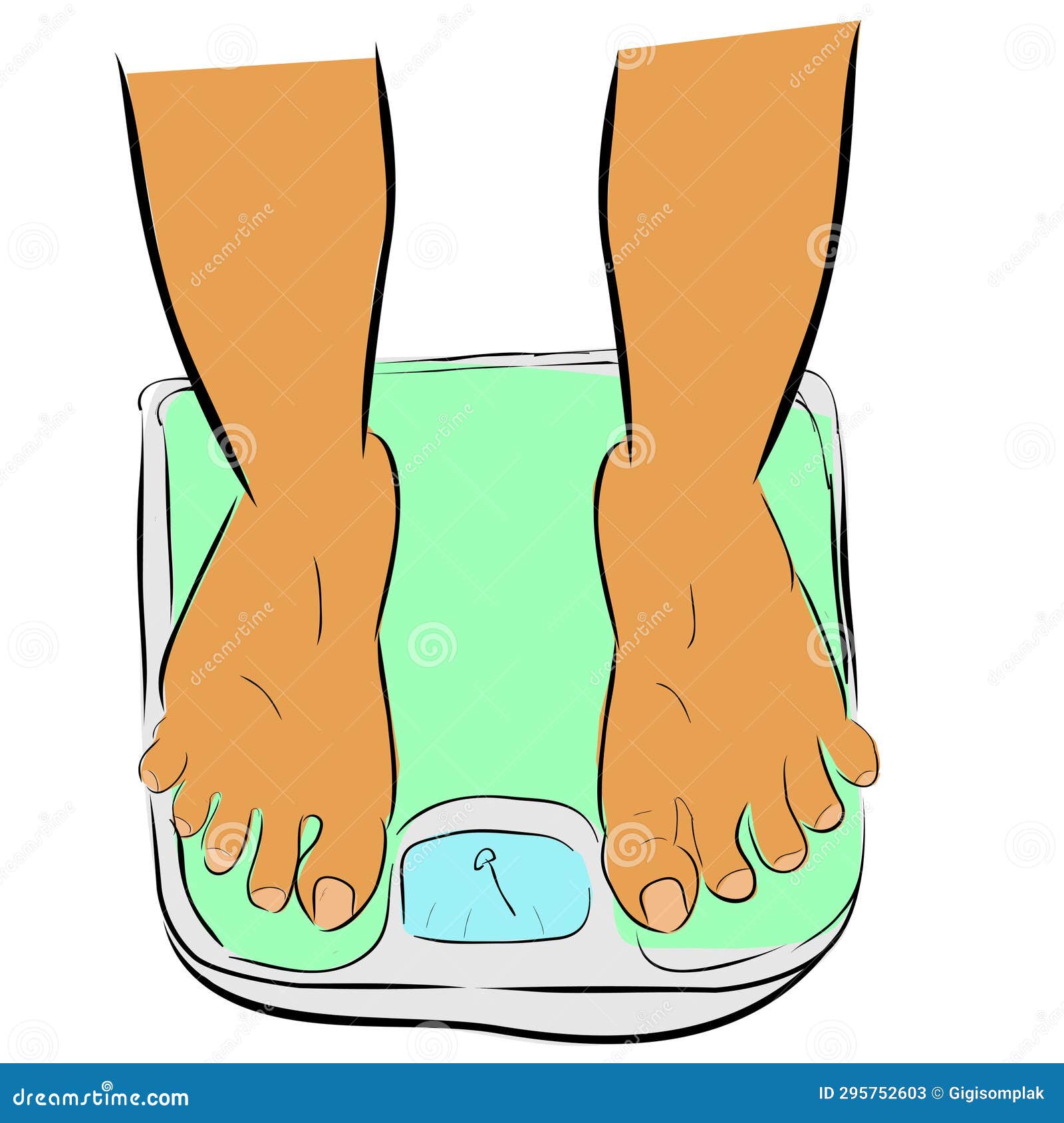 Slim Foot at Weight Scale, Top View, Simple Vector Doodle Hand Draw ...