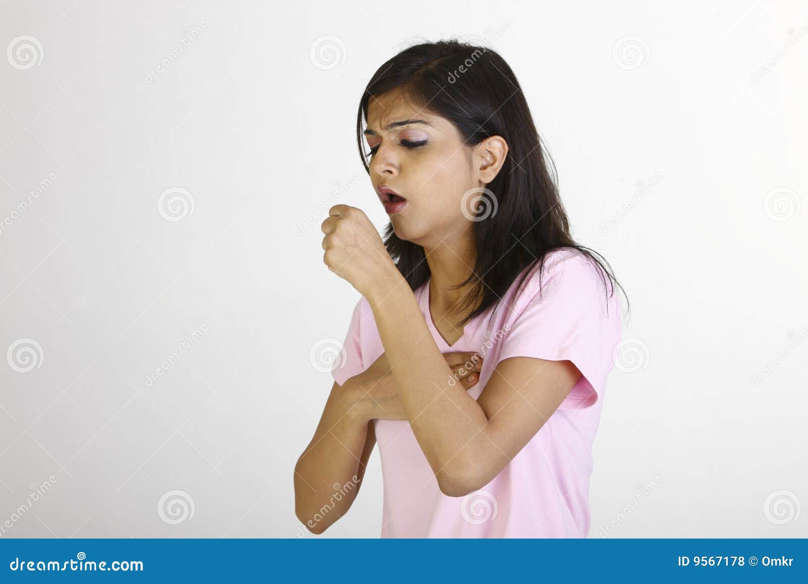 Slim girl in coughing pose stock photo. Image of bacteria - 9567178