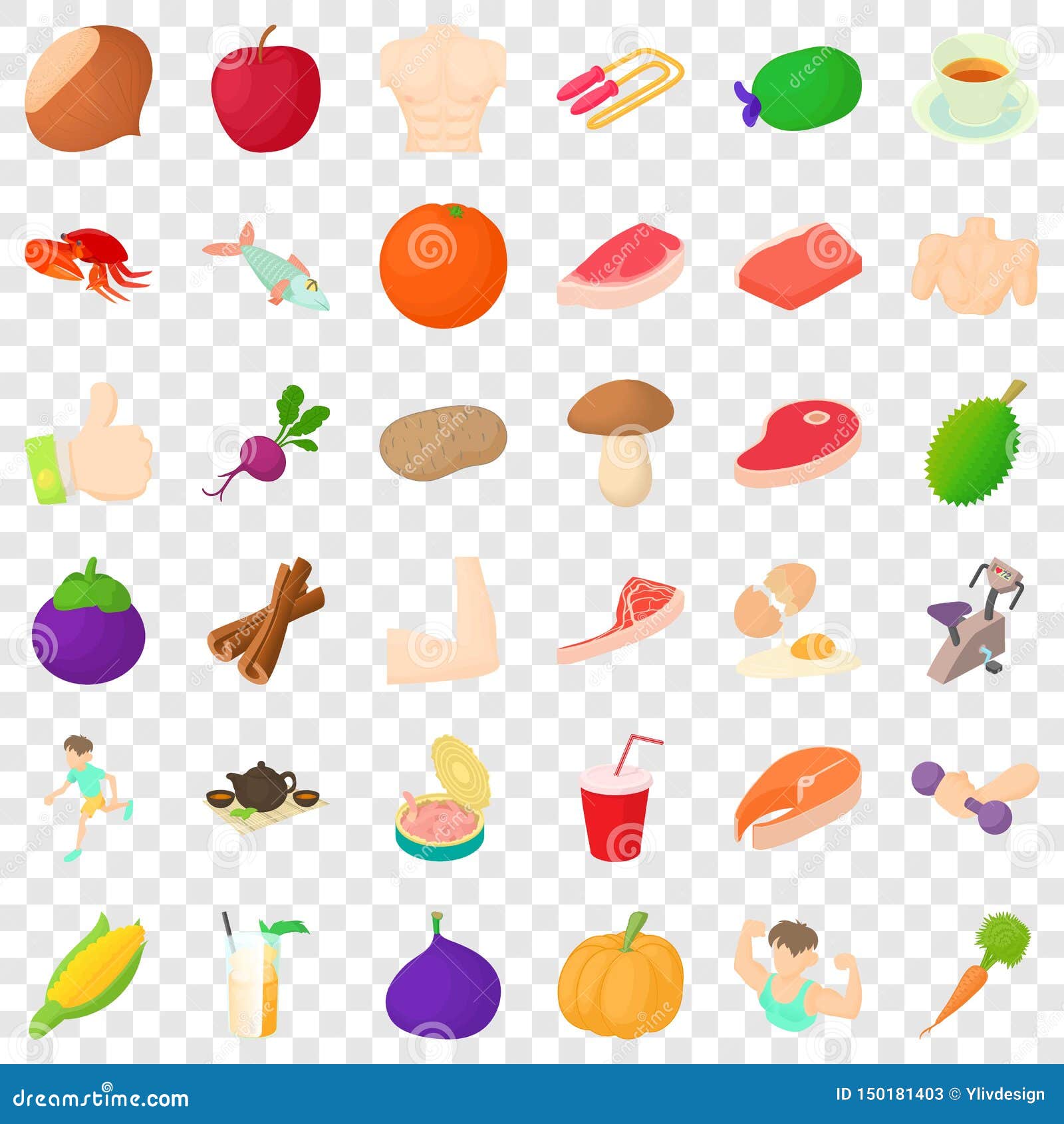 Slim Icons Set, Cartoon Style Stock Vector - Illustration of sport ...