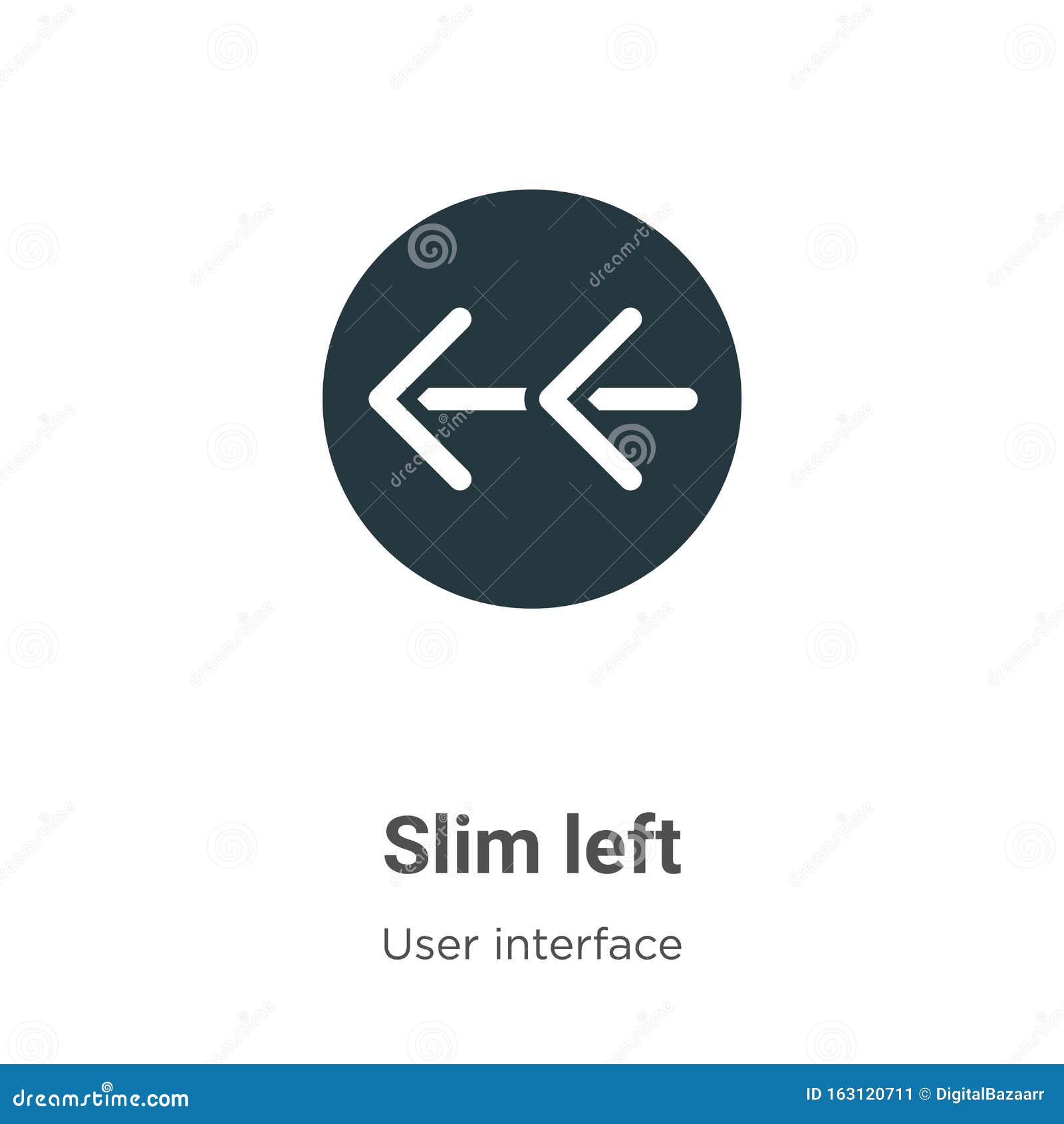 Slim Left Vector Icon on White Background. Flat Vector Slim Left Icon ...