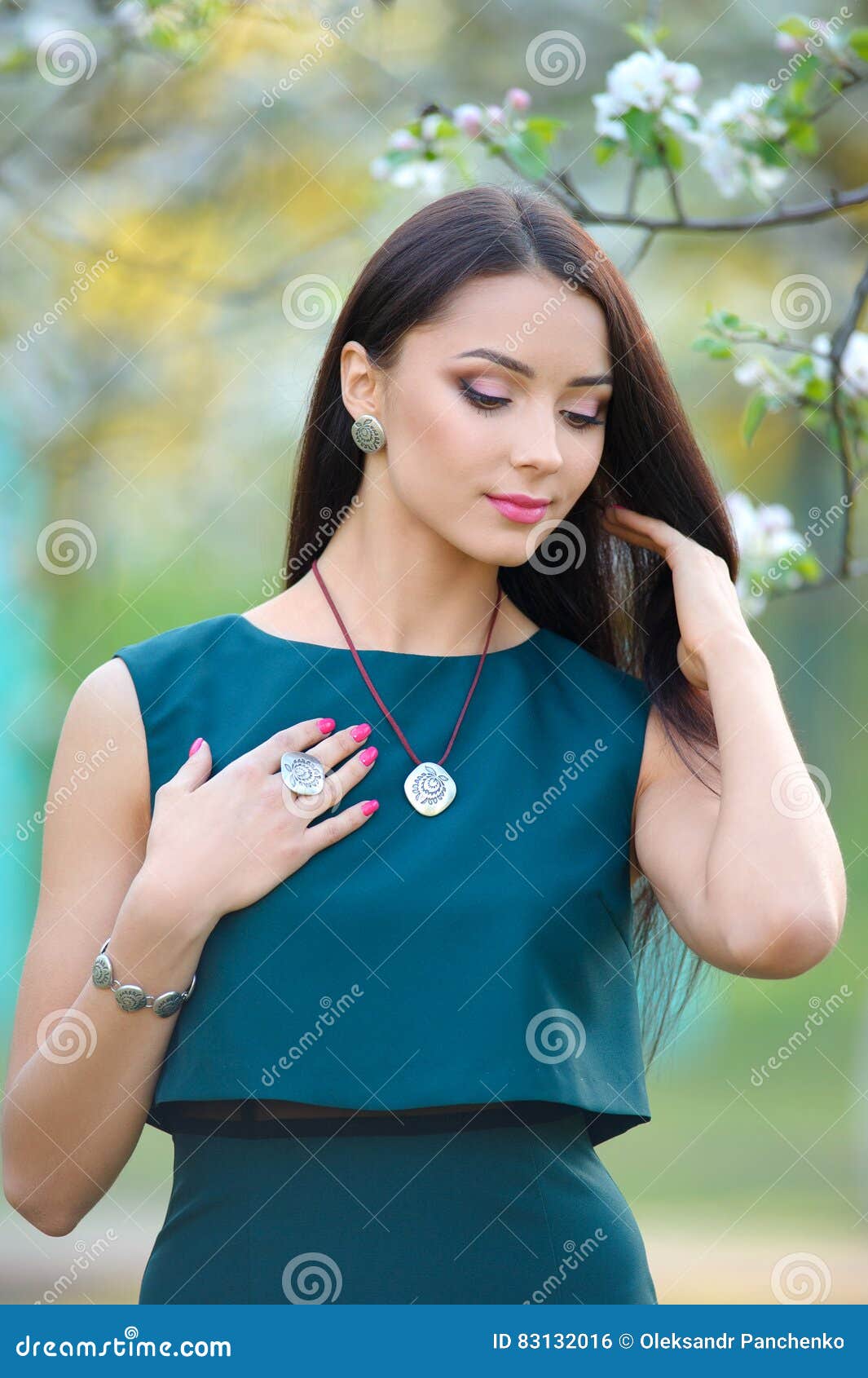 Slim Model Posing Showing a Collection of Jewelry in the Spring Stock ...