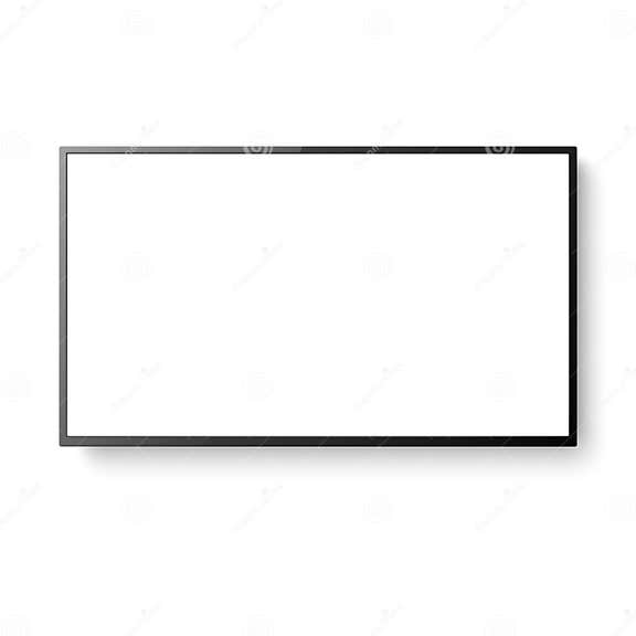 A Slim, Modern Rectangular Monitor with a Black Frame and Shadow ...