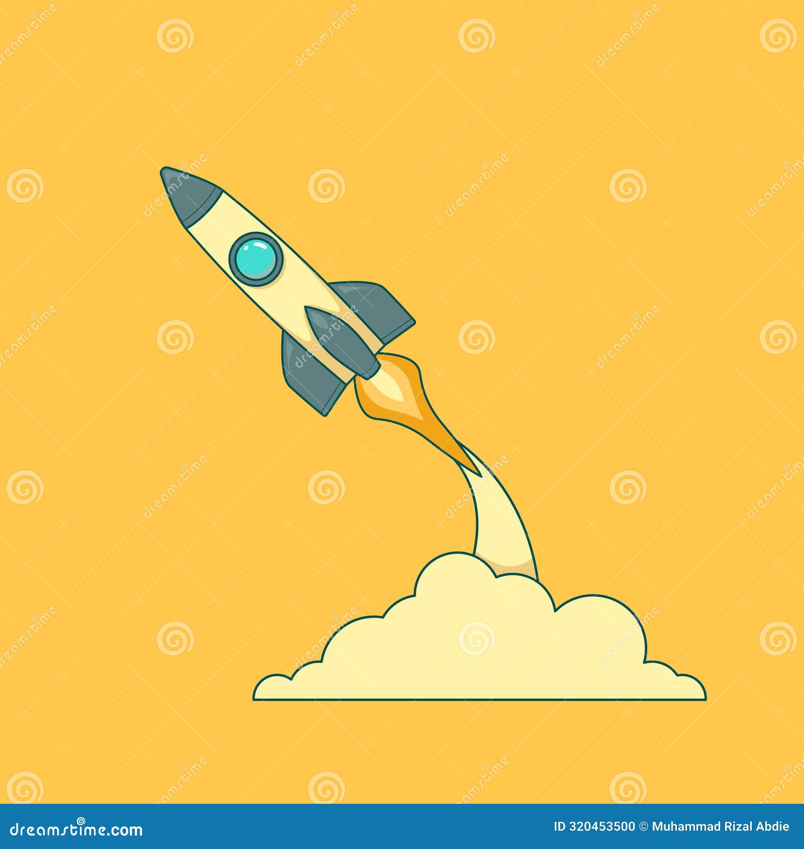 Slim Retro Cartoon Rocket Launch Vector Illustration Stock Vector ...