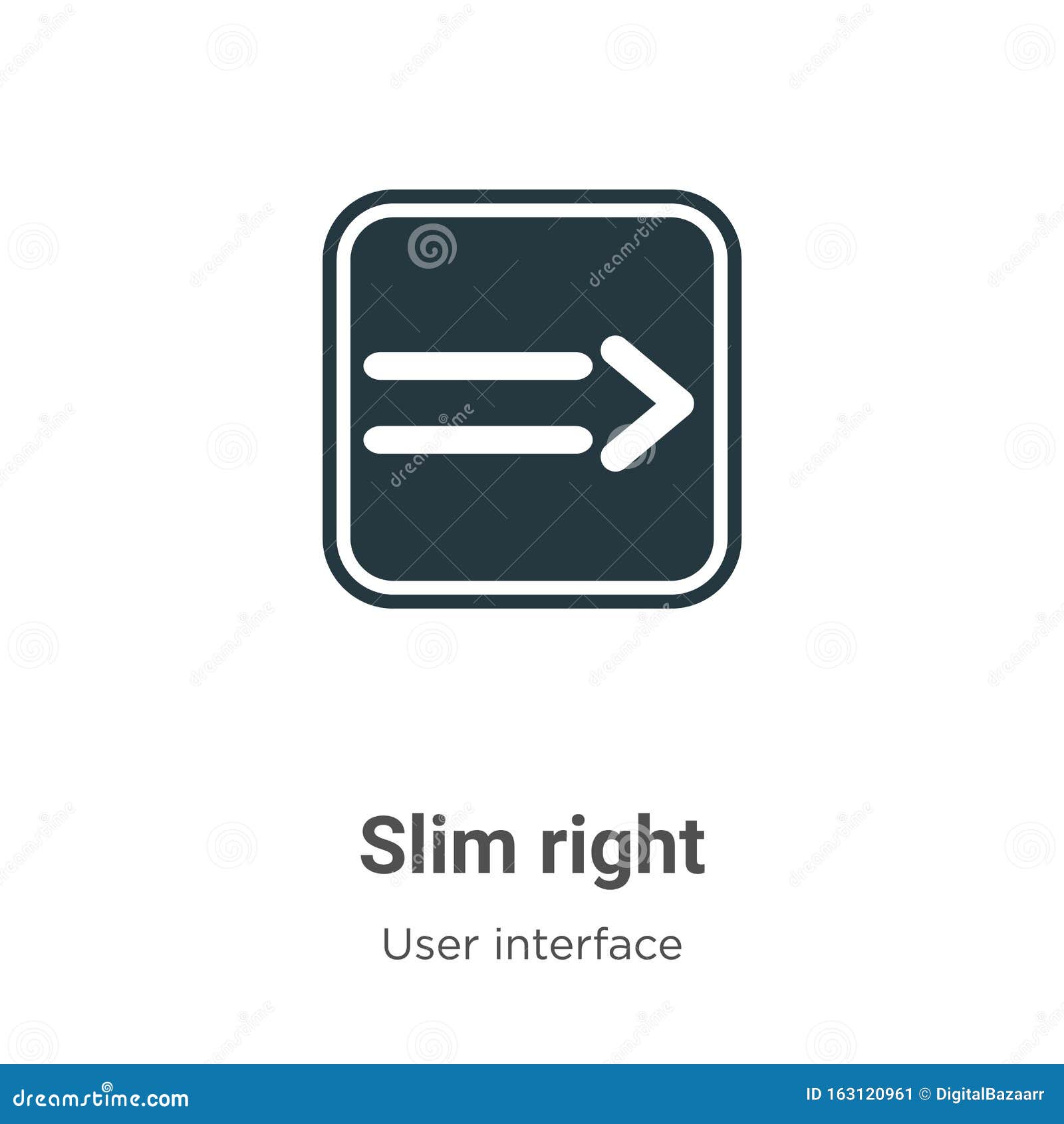 Slim Right Vector Icon on White Background. Flat Vector Slim Right Icon ...