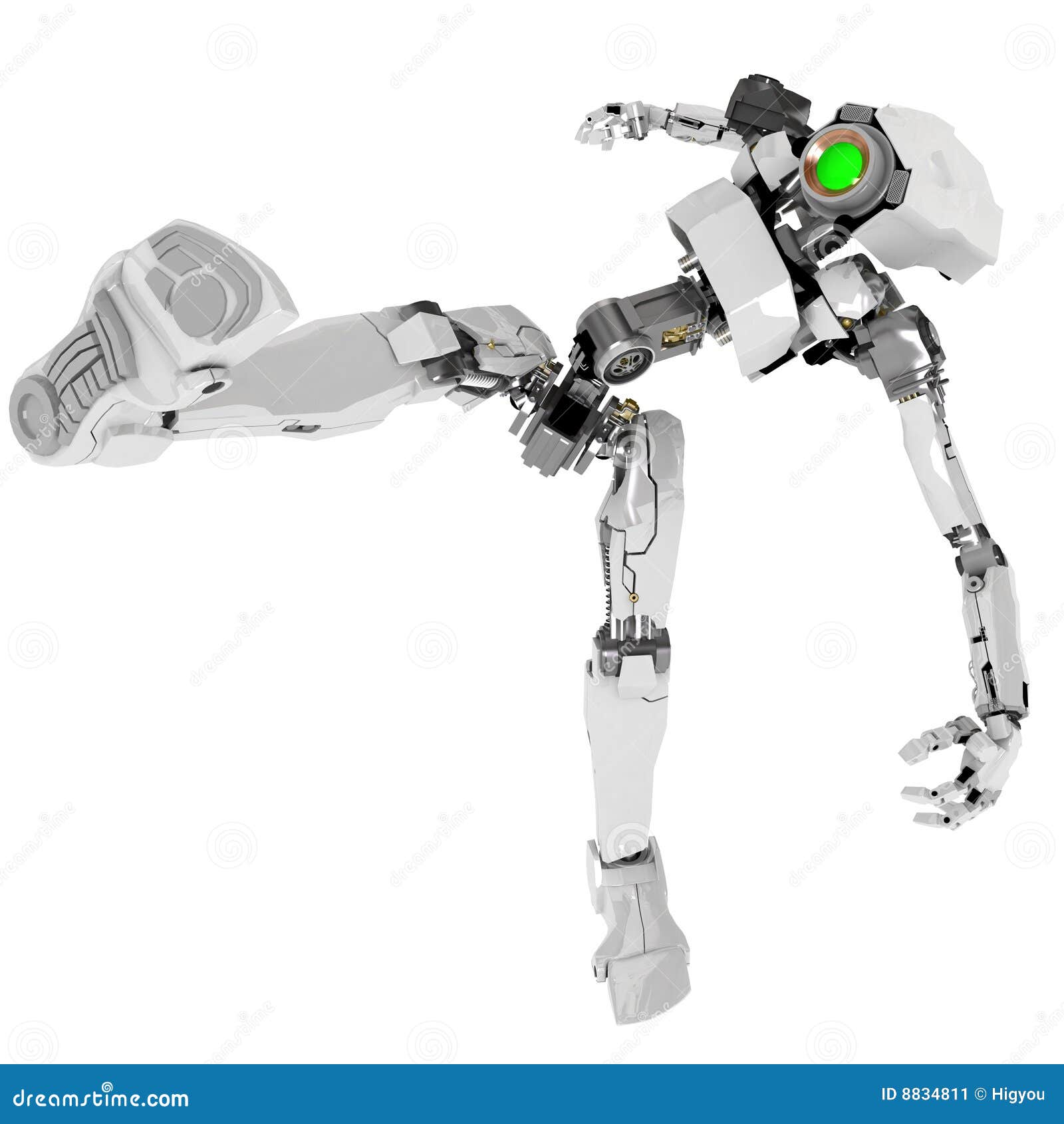 Slim Robot, Kicking stock illustration. Illustration of kick - 8834811