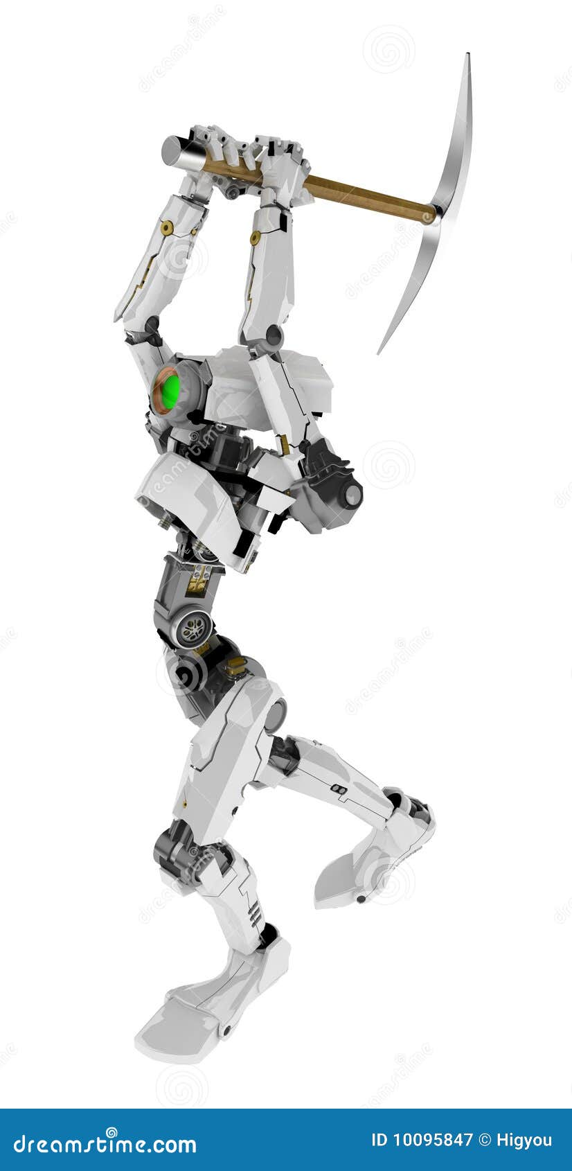 Slim Robot, Pickaxe Swing stock illustration. Illustration of design ...