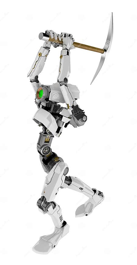 Slim Robot, Pickaxe Swing stock illustration. Illustration of design ...