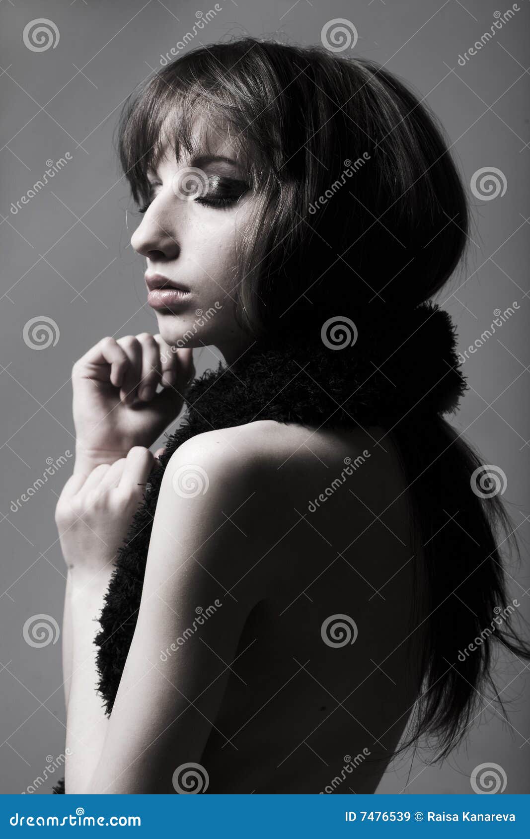 Slim brunette stock image. Image of form, cosmetics, fringe - 7476539