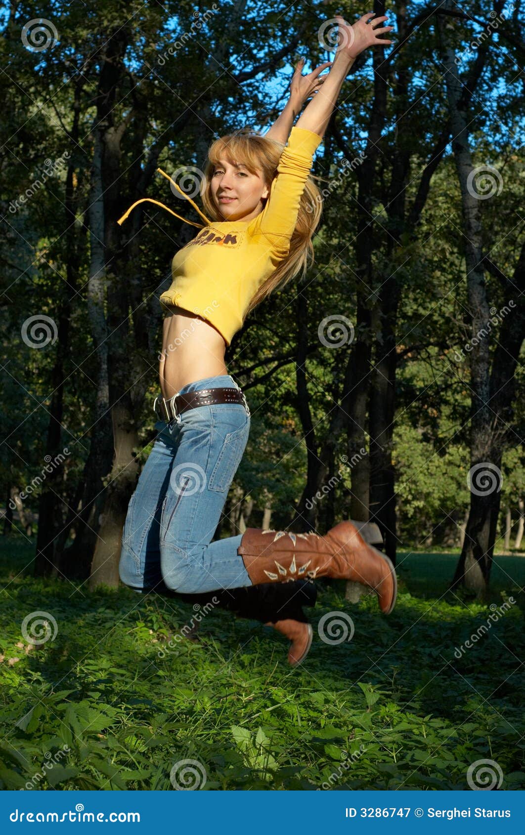 Slim Shaped Girl Jumping Picture. Image: 3286747