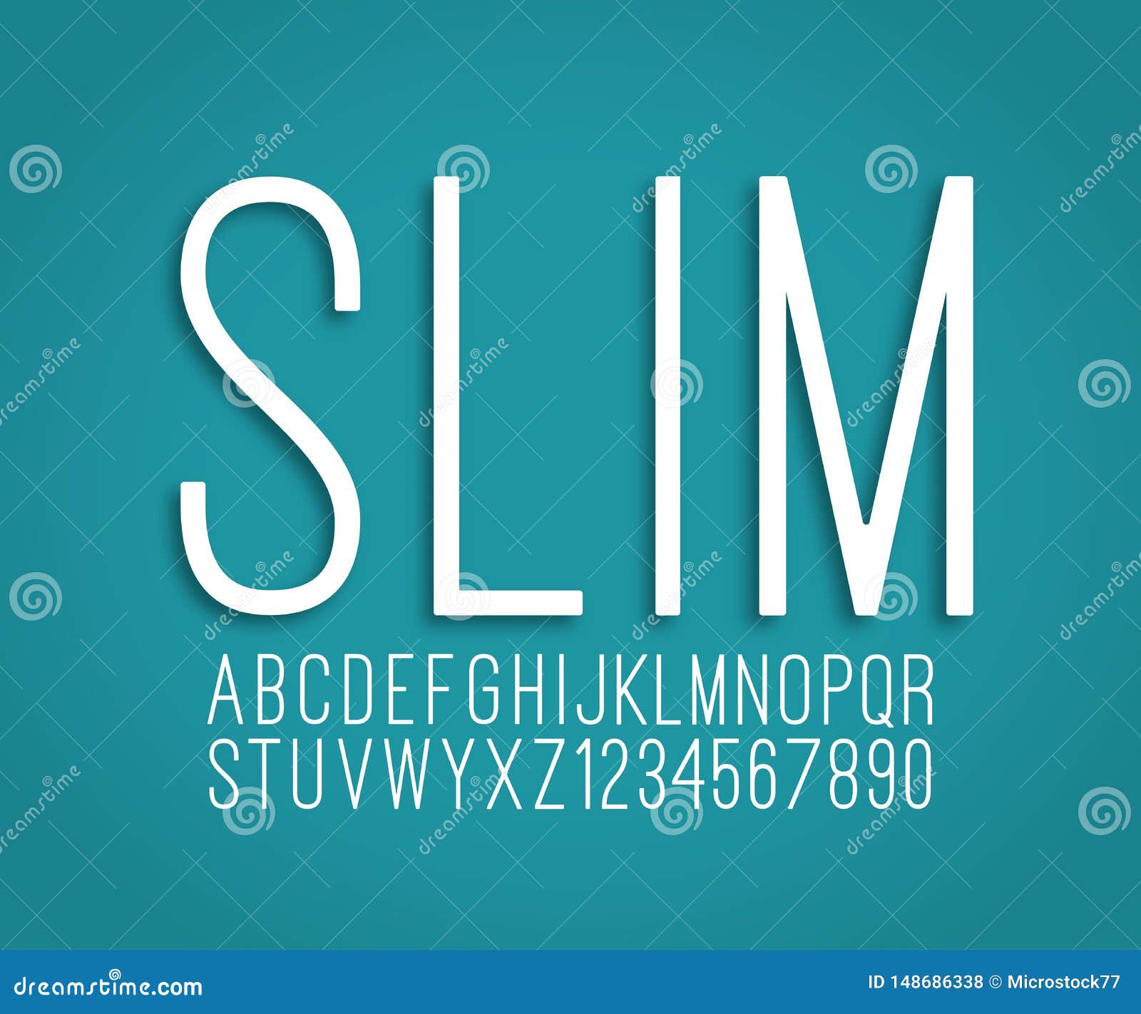 Slim Thin Font Alphabet and Numbers Vector Stock Vector - Illustration ...
