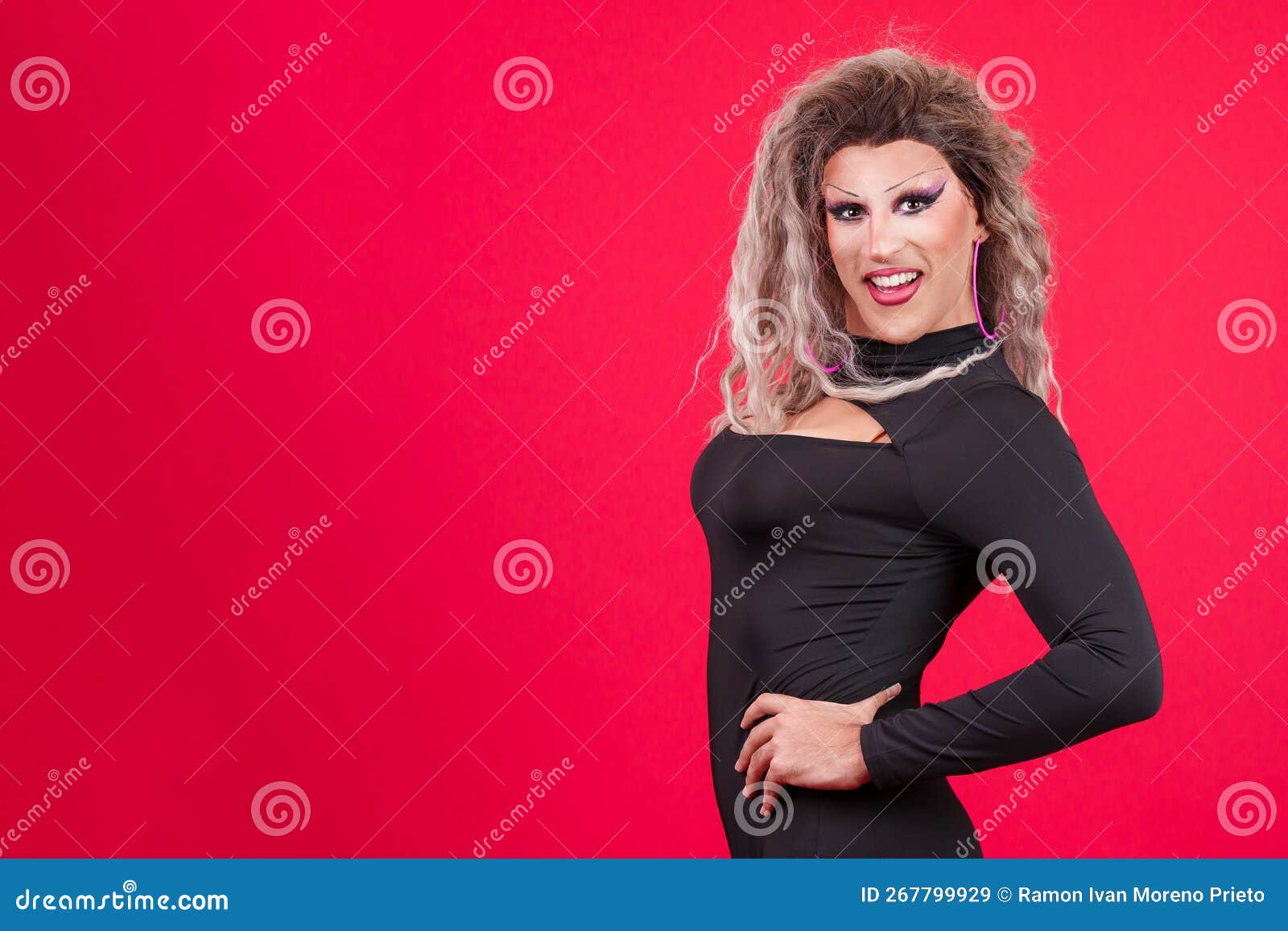 Slim Transgender Person Smiling at Camera while Posing Stock Image ...