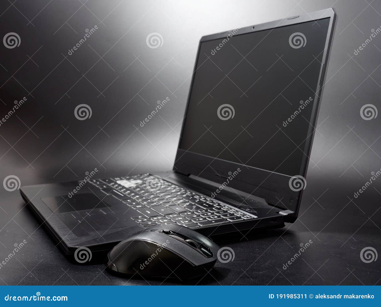 Slim Trendy Design Modern Laptop on Dark Background Stock Image - Image ...