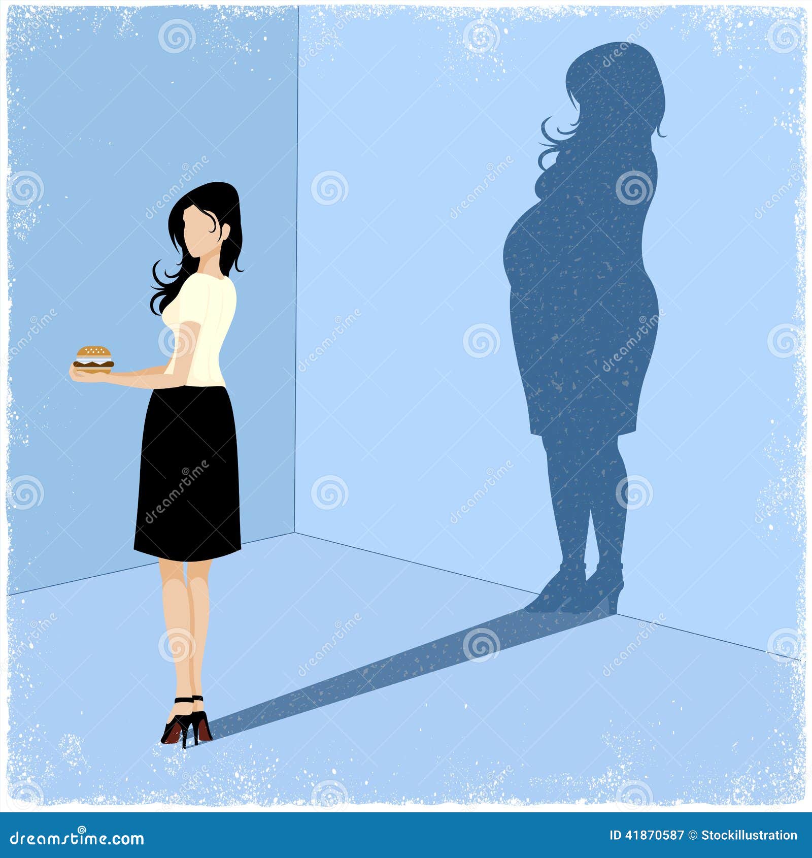 Slim Woman Casting Fat Woman Shadow Cartoon Vector | CartoonDealer.com ...