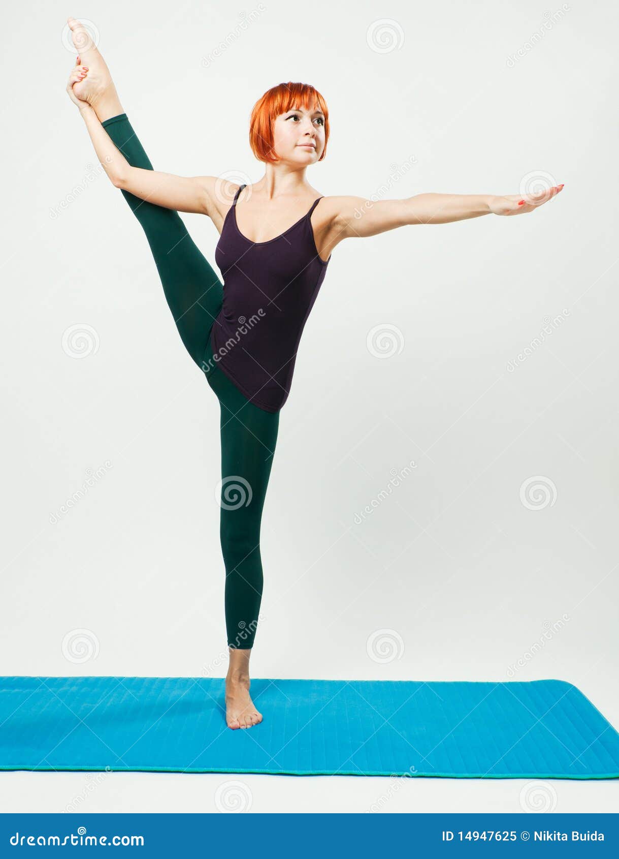 Slim Woman Practicing Yoga Asana Stock Image - Image of studio, female ...