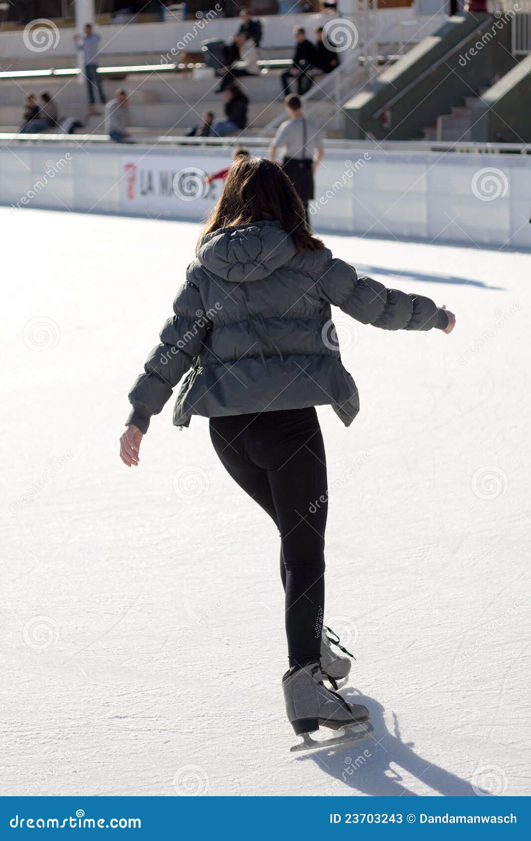 Slim Young Woman Ice Skating Stock Image - Image of figure, outside ...