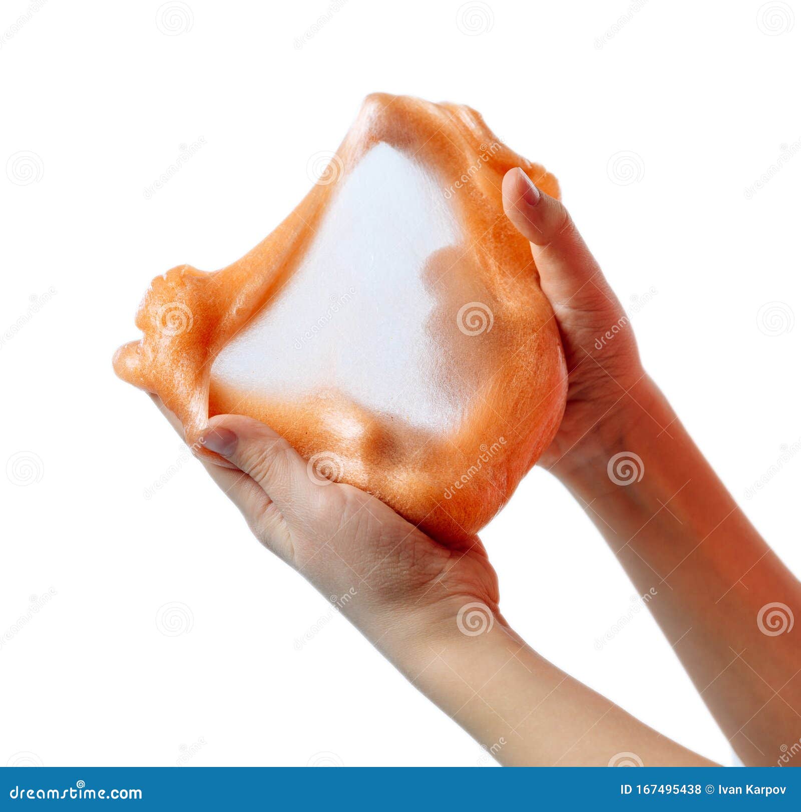 Slime Paste Elastic and Viscous, Child Hand Playing with, Isolated on ...