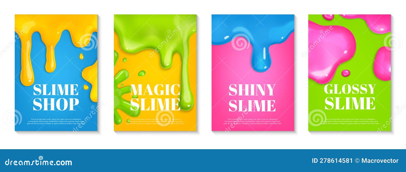 Slime Poster Set stock vector. Illustration of pink - 278614581