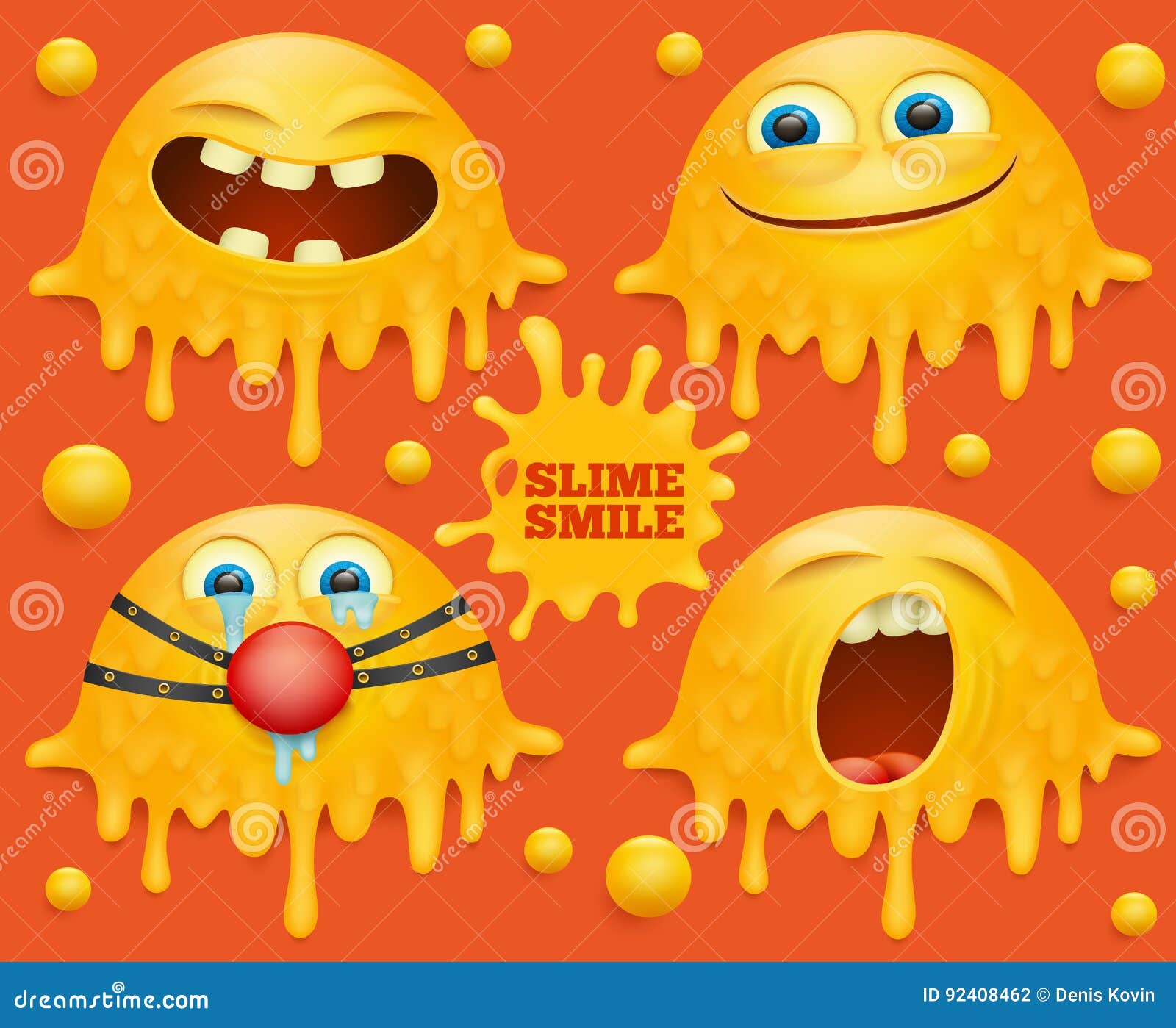 Slime Yellow Smiley Face Cartoon Characters Stock Illustration ...