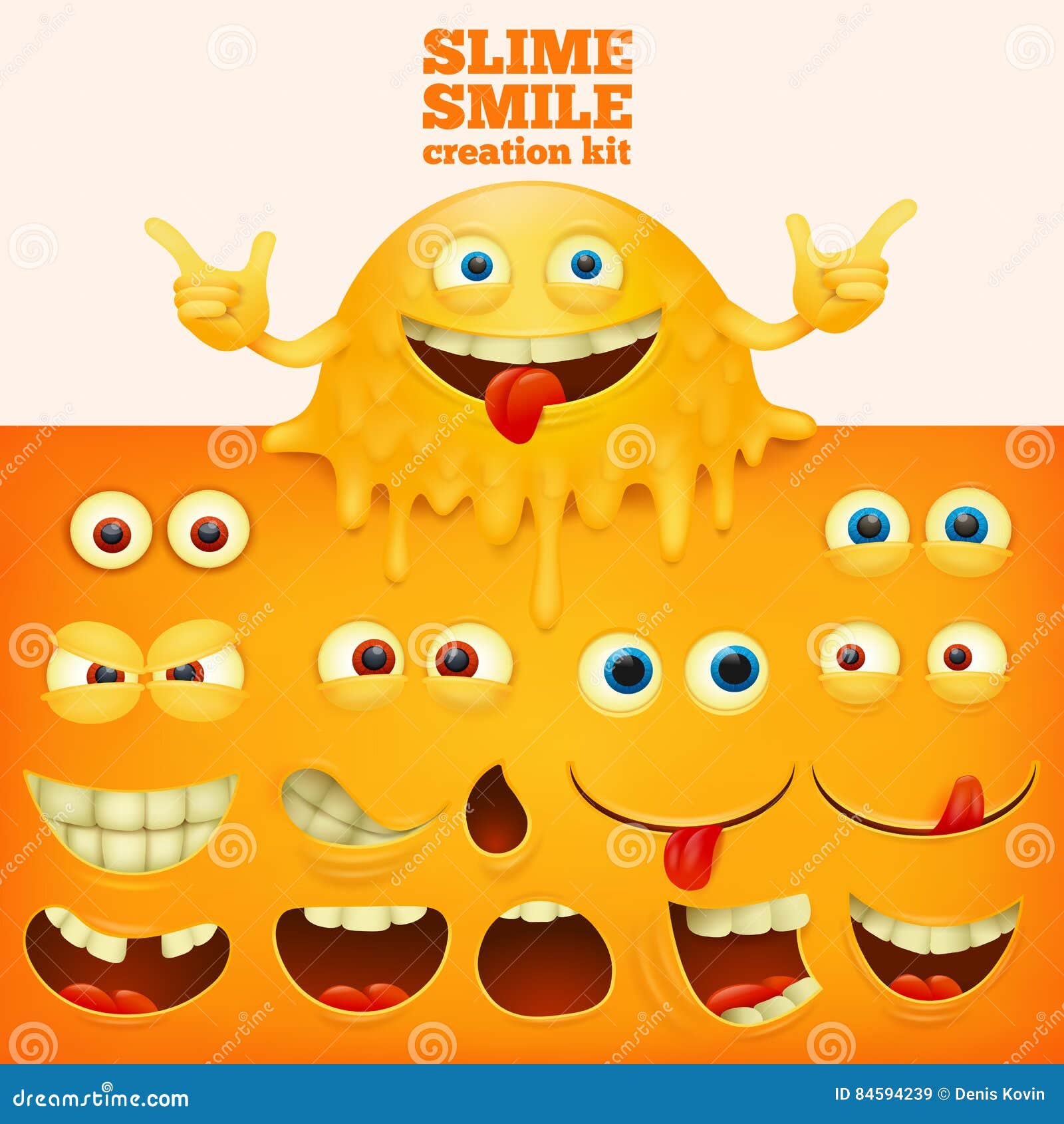 Slime Yellow Smiley Face Creative Kit Stock Illustration - Illustration ...