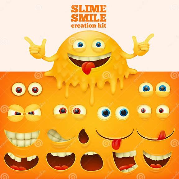 Slime Yellow Smiley Face Creative Kit Stock Illustration - Illustration ...