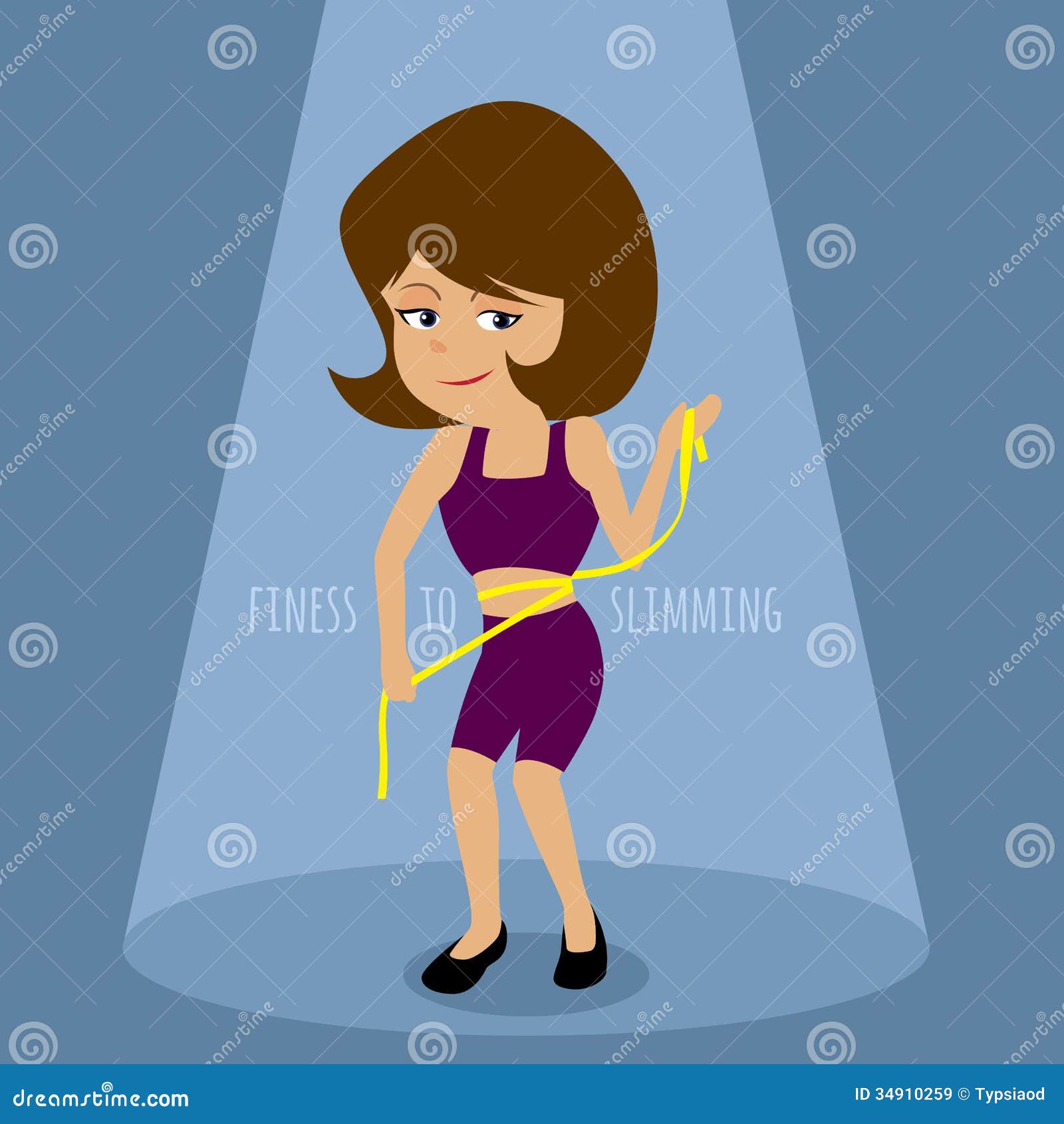 Slimming Lady with Measuring Tape. Stock Vector - Illustration of ...