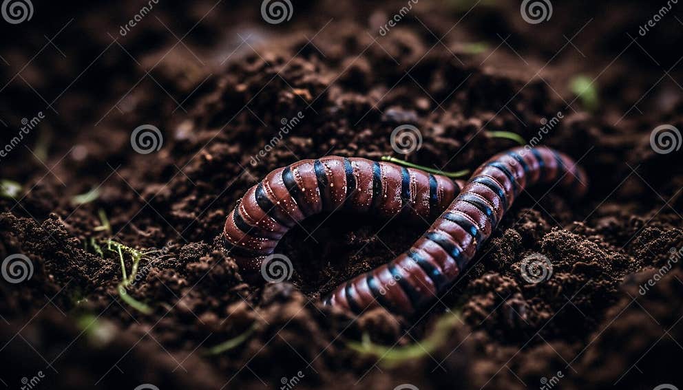 Slimy Earthworm Crawling on Green Leaf in Nature Environment Generated ...