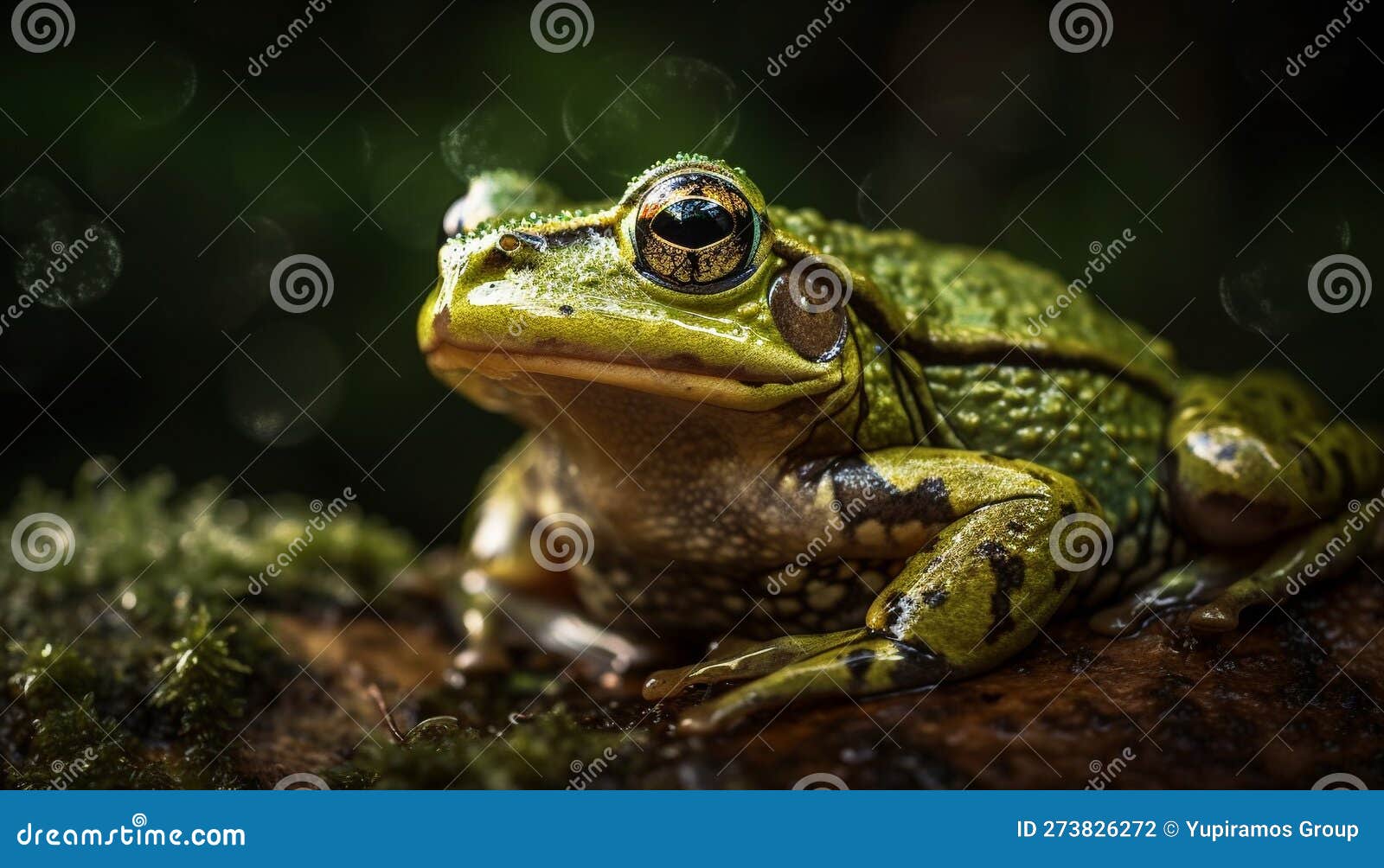Slimy Green Toad Sitting in Wet Grass Generated by AI Stock ...