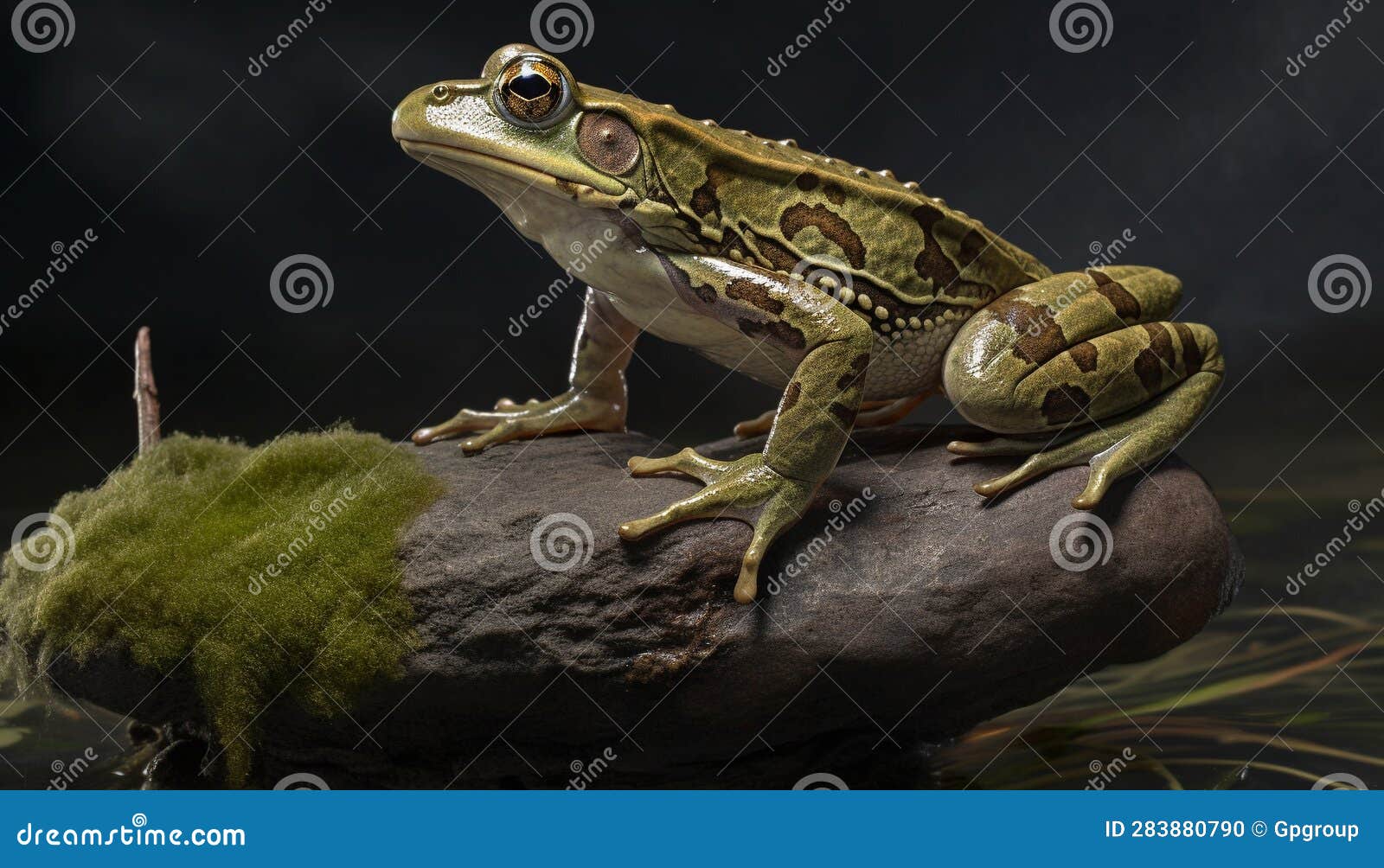 Slimy Toad Sitting on Wet Branch, Watching Generated by AI Stock Photo ...