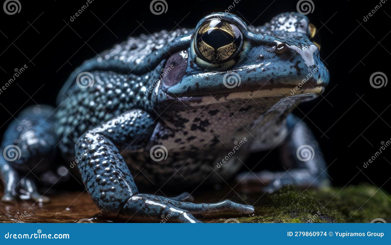 Slimy Toad Sitting in Wet Pond, Looking Away from Camera Generated by ...