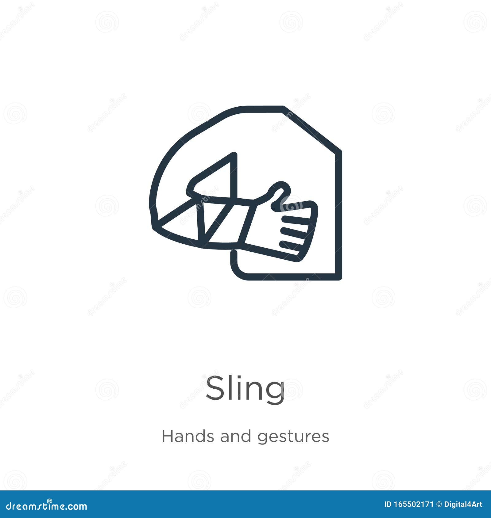 Sling Icon. Thin Linear Sling Outline Icon Isolated on White Background ...