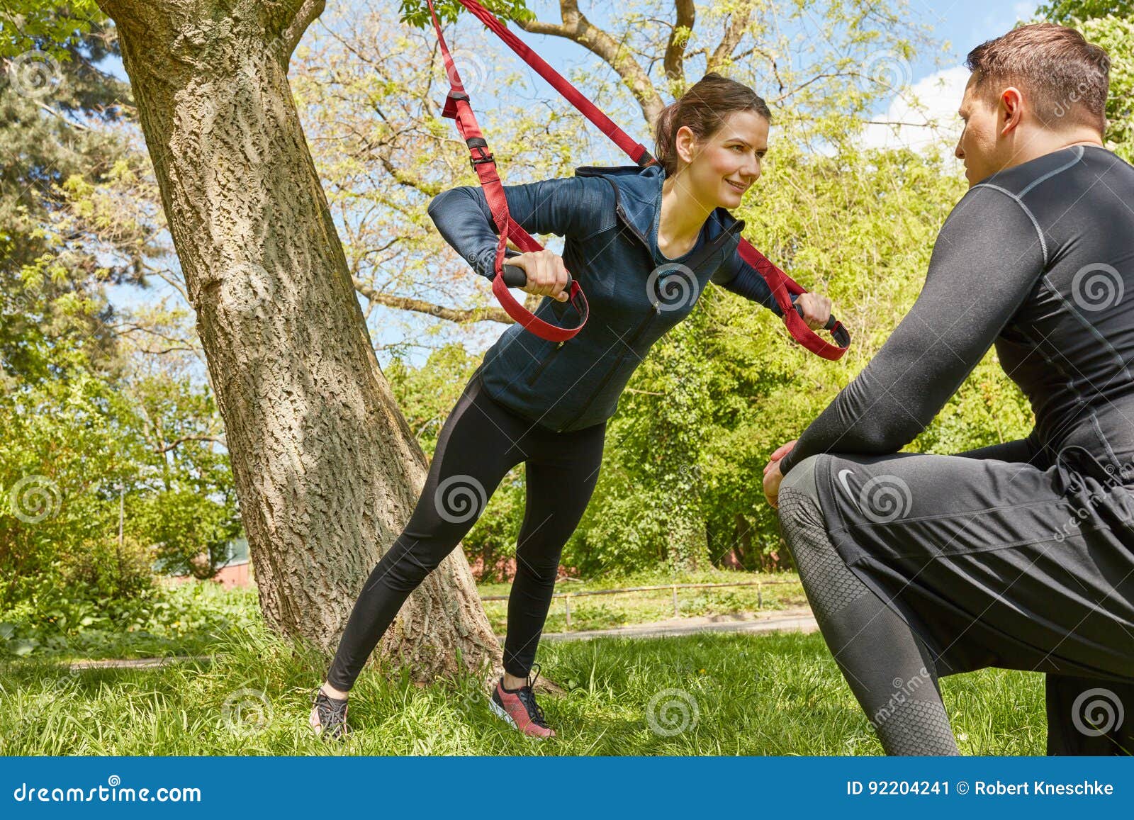 Sling Training with Personal Trainer Stock Image - Image of sport ...