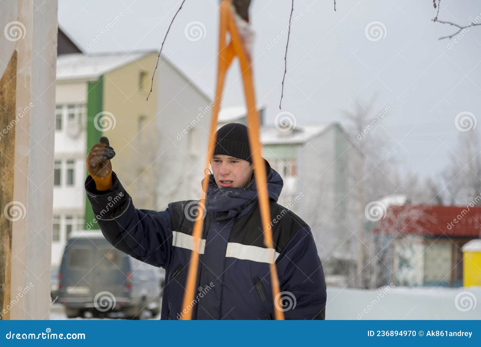 The Slinger Hooked Up the Load with Rope Slings Stock Photo - Image of ...