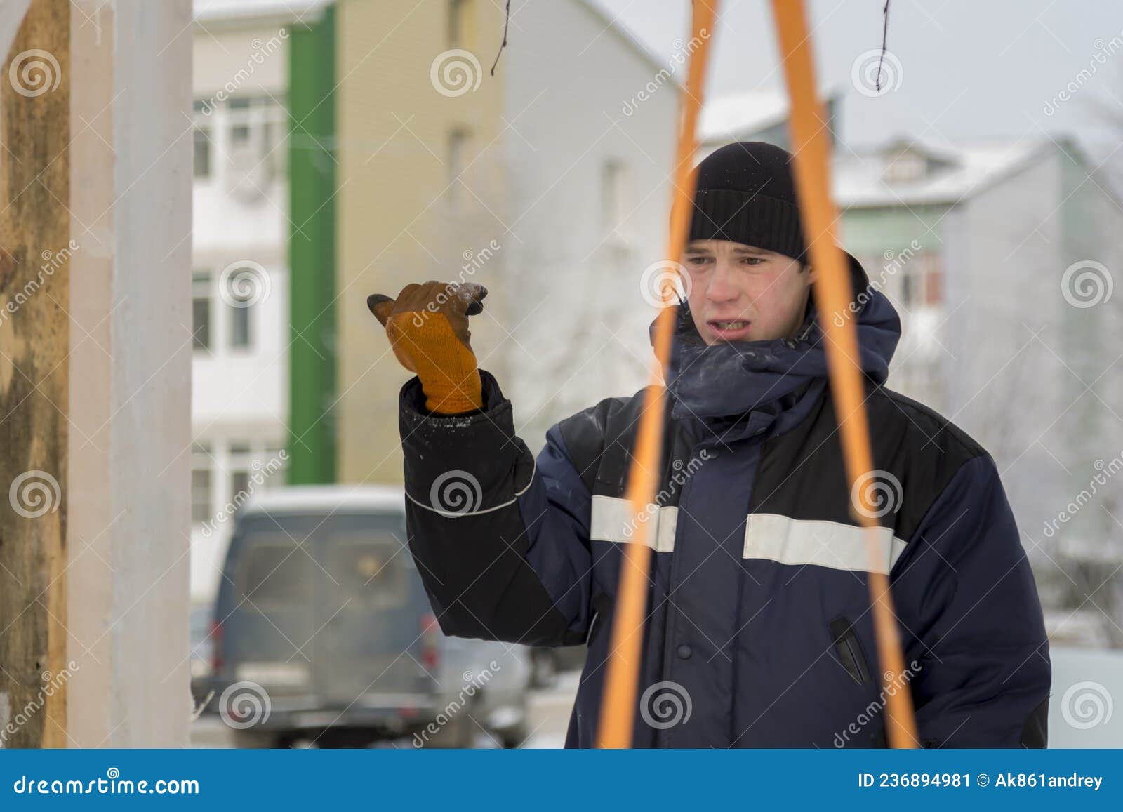 The Slinger Hooked Up the Load with Rope Slings Stock Image - Image of ...