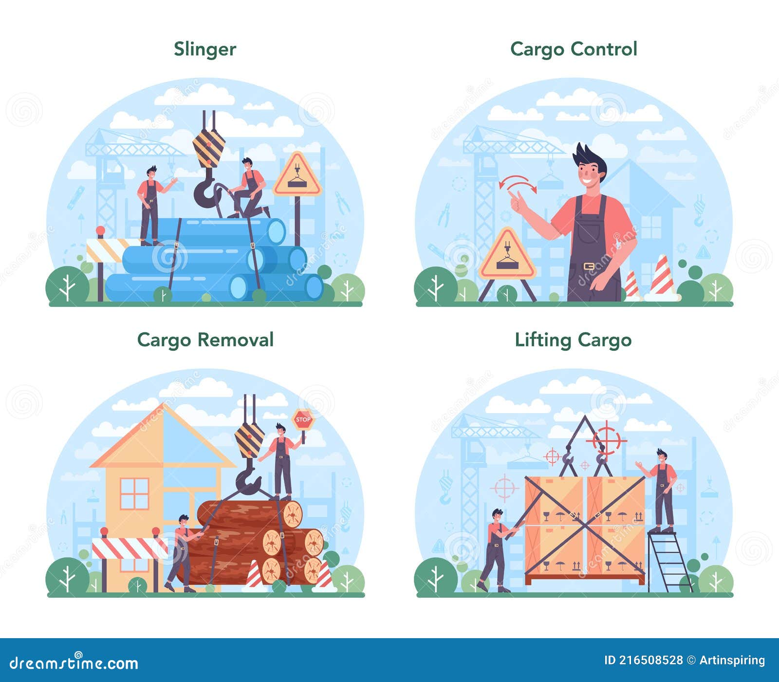 Slinger Set. Professional Workers of Constructing Industry Slinging ...