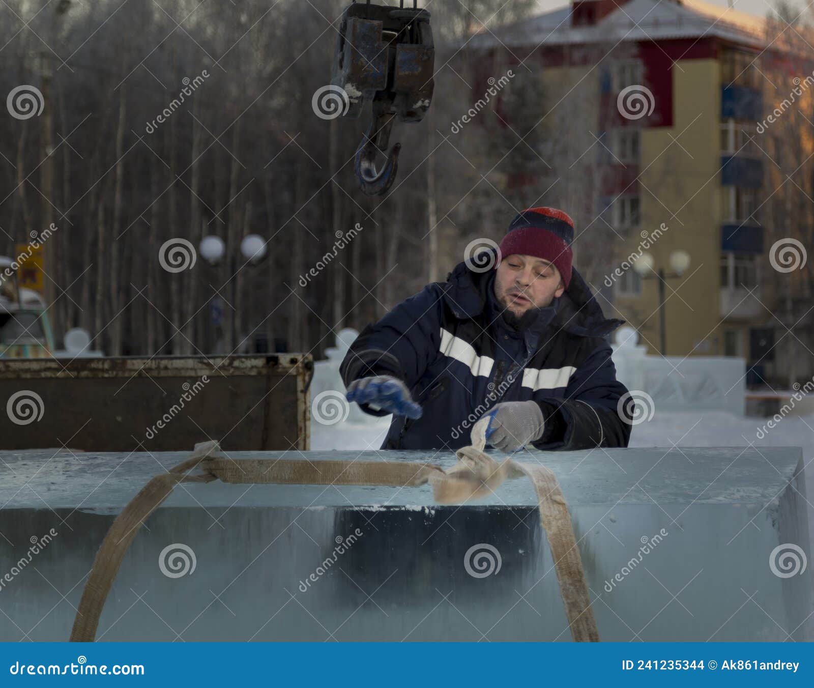 The Slinger Slings the Load with a Tape Sling Stock Photo - Image of ...