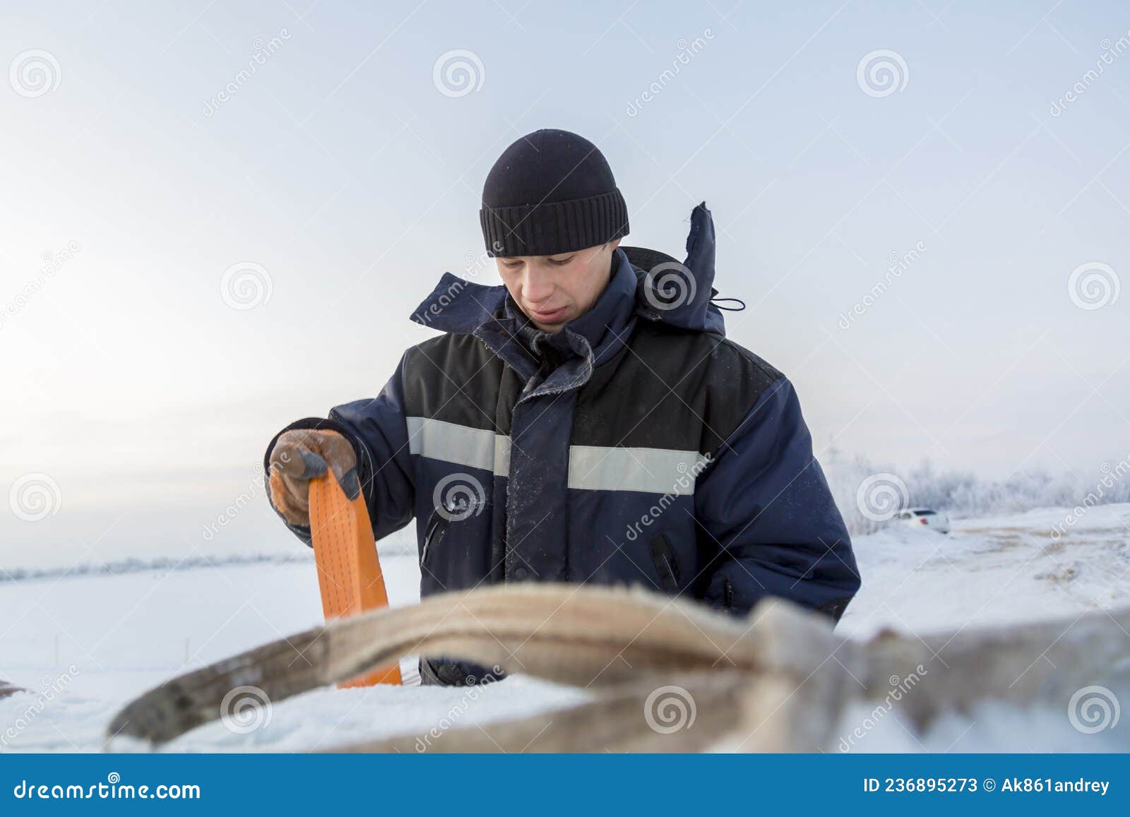 The Slinger Straps the Load with Rope Slings Stock Image - Image of ...