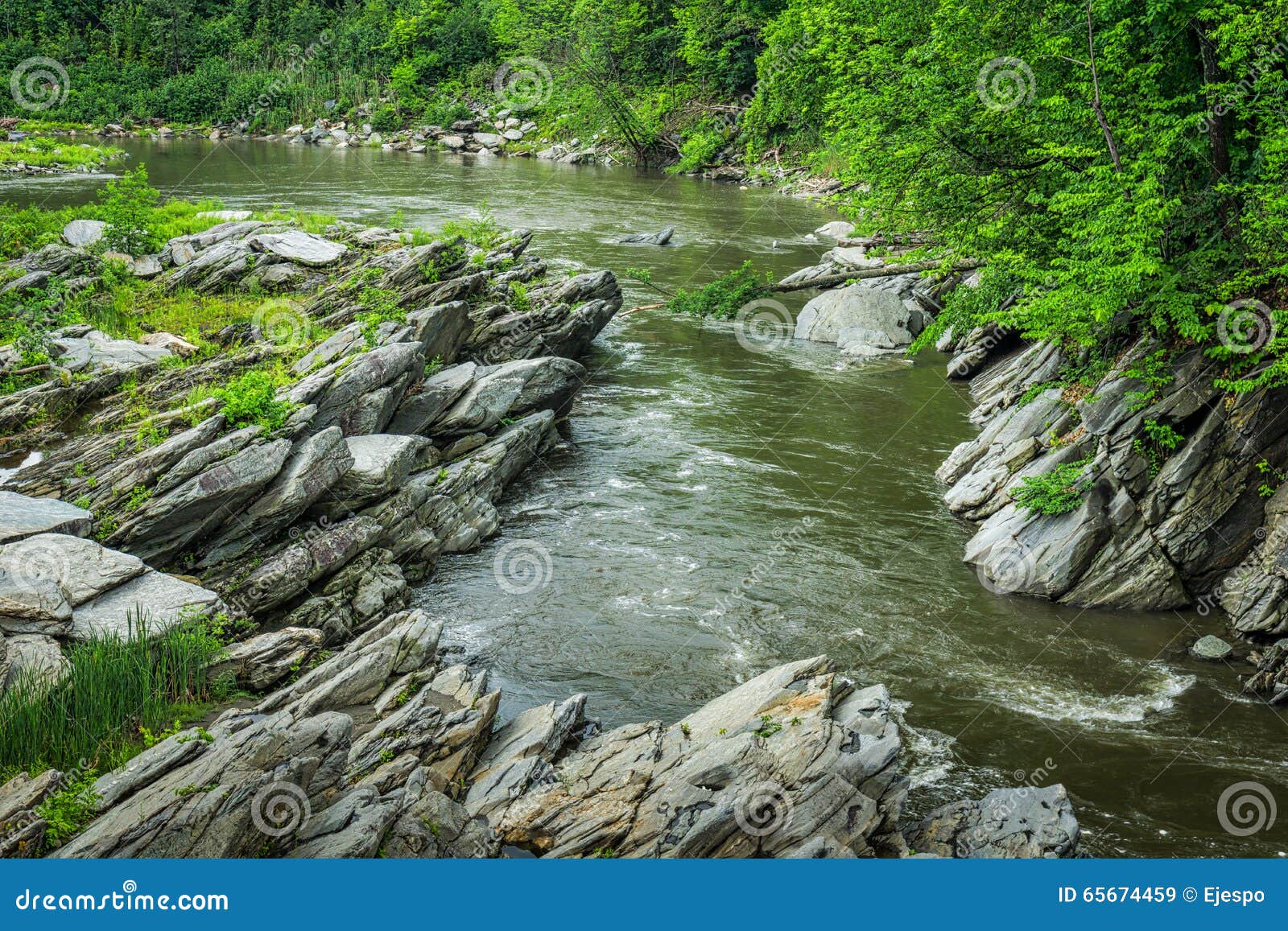 Slingrig flod fotografering för bildbyråer. Bild av vermont - 65674459
