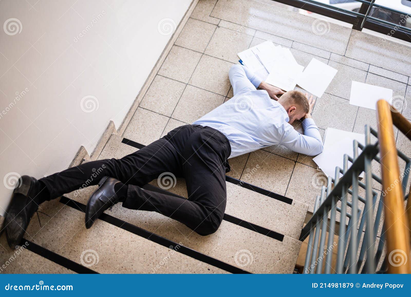 Slip Fall Accident. Fell Down Stock Image - Image of office, steps ...