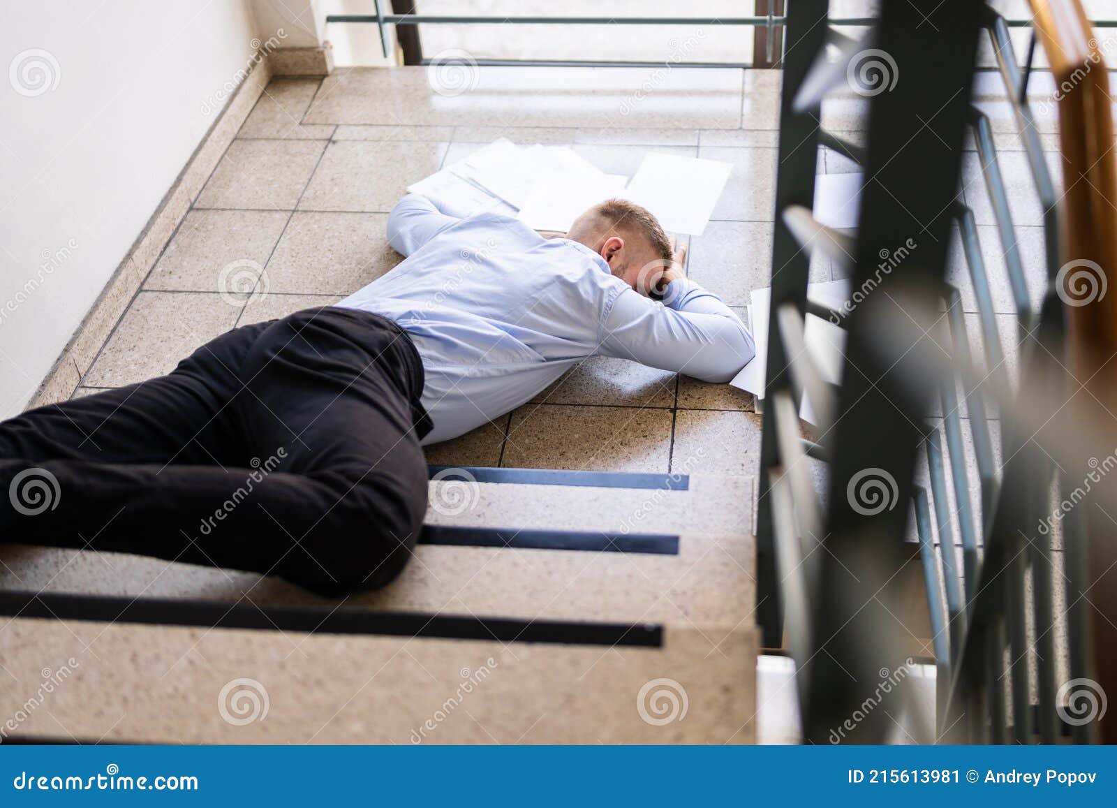 Slip Fall Accident. Fell Down Stock Image - Image of employee, male ...