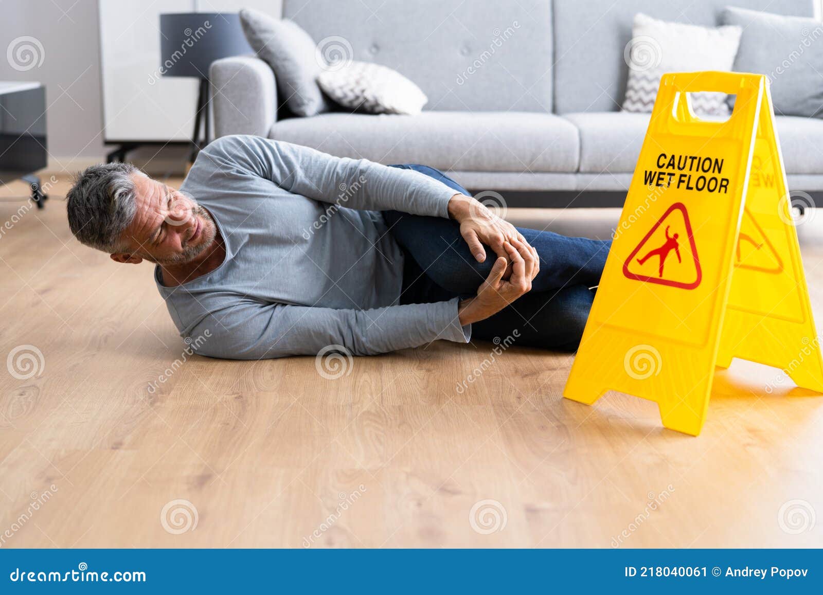 Slip Fall Accident. Floor Sign Caution Stock Image - Image of slip ...
