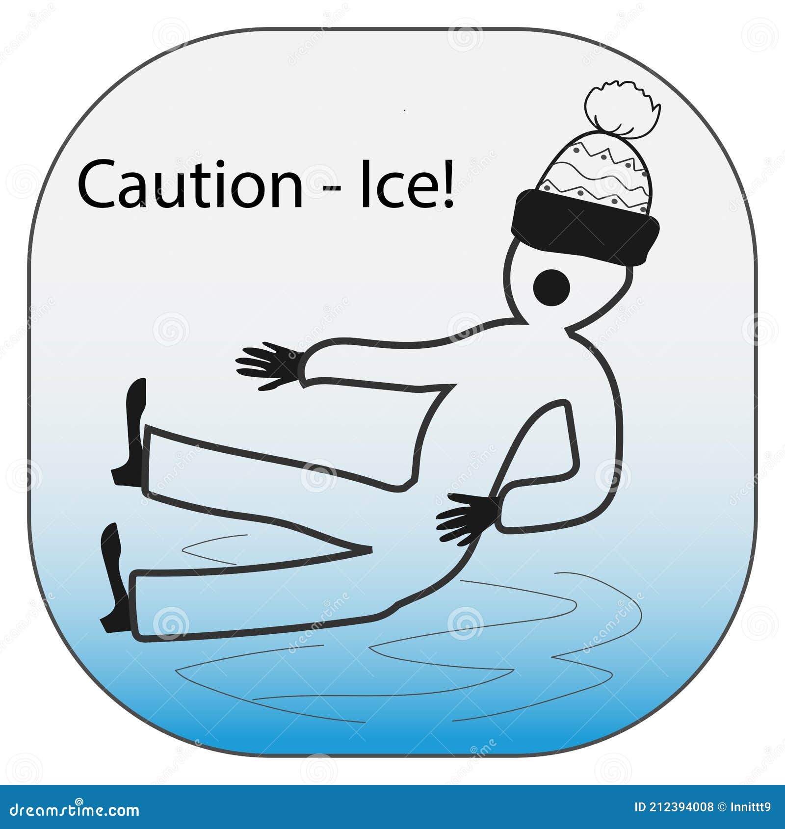 Slip and Fall. Caution Ice Icon Stock Vector - Illustration of symbol ...