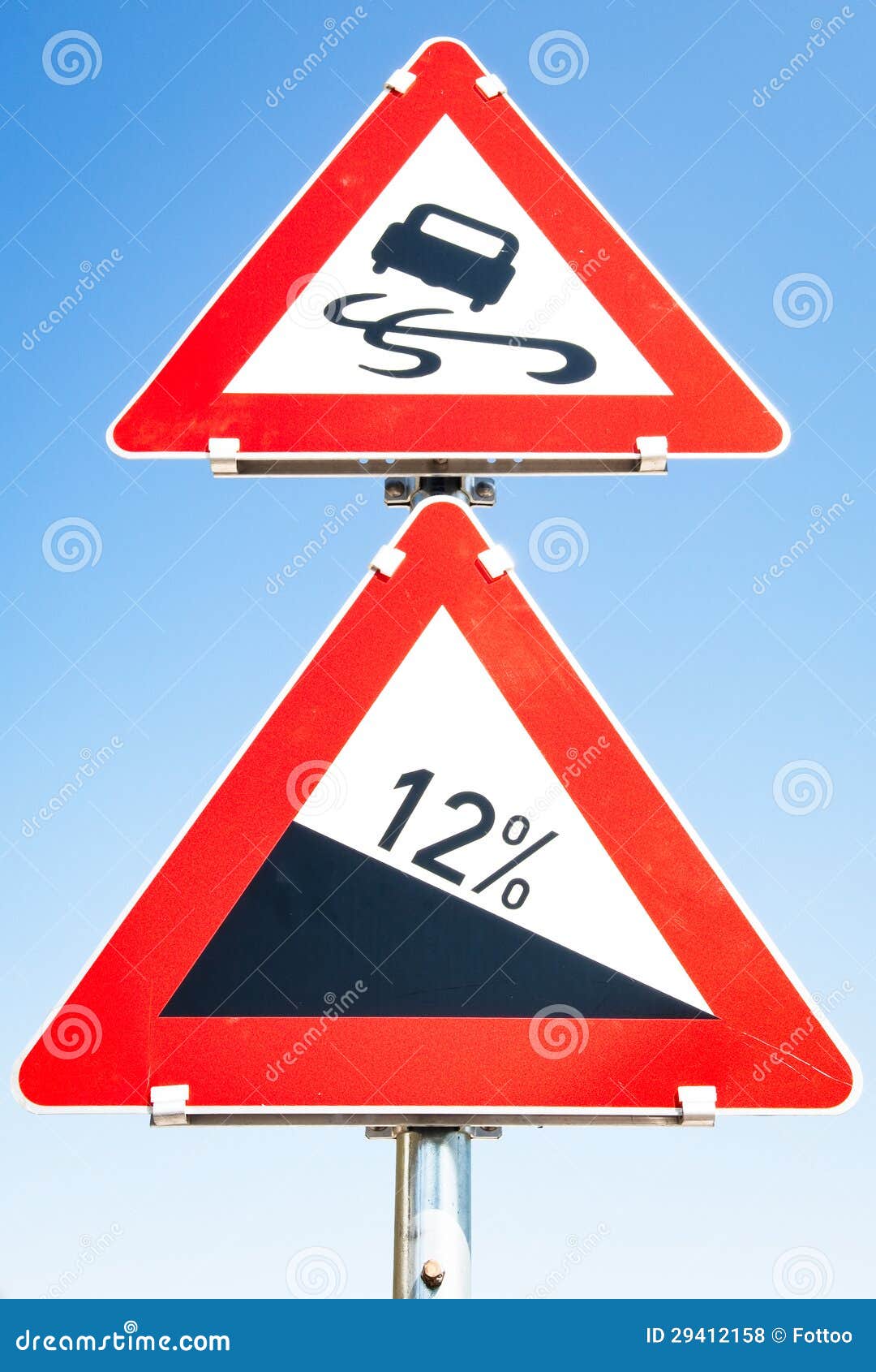 Slip Hazard Road Warning Sign Stock Photo - Image of contemporary ...