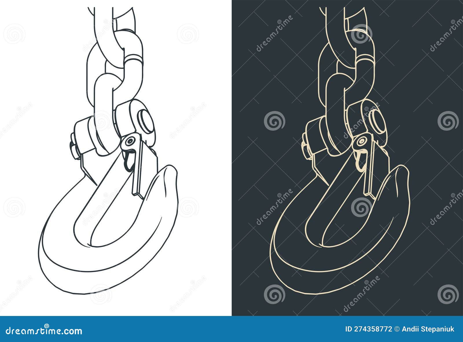 Slip hook grade drawings stock vector. Illustration of work - 274358772