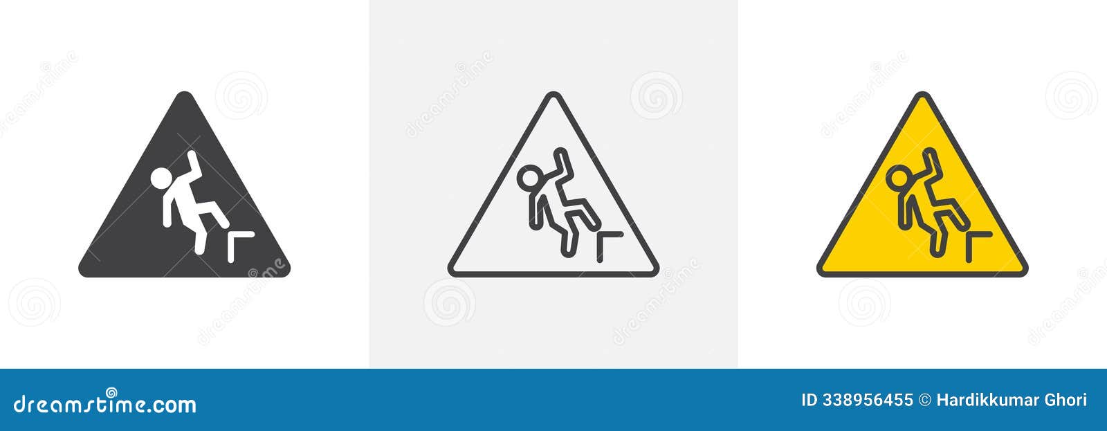 Slip Warning Sign Cartoon Vector | CartoonDealer.com #338064025
