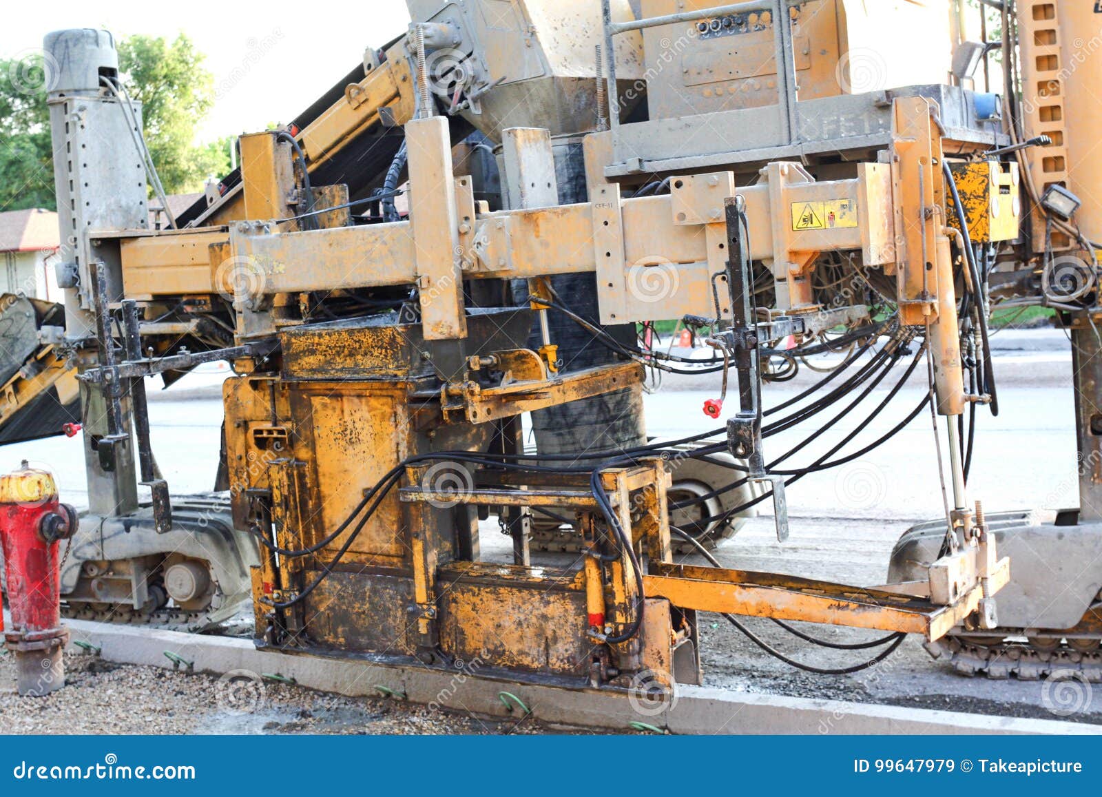 Slipform paving machine stock image. Image of machine - 99647979