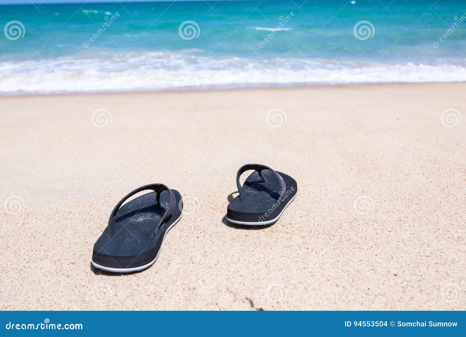 Slipper on beach stock photo. Image of scenic, andaman - 94553504
