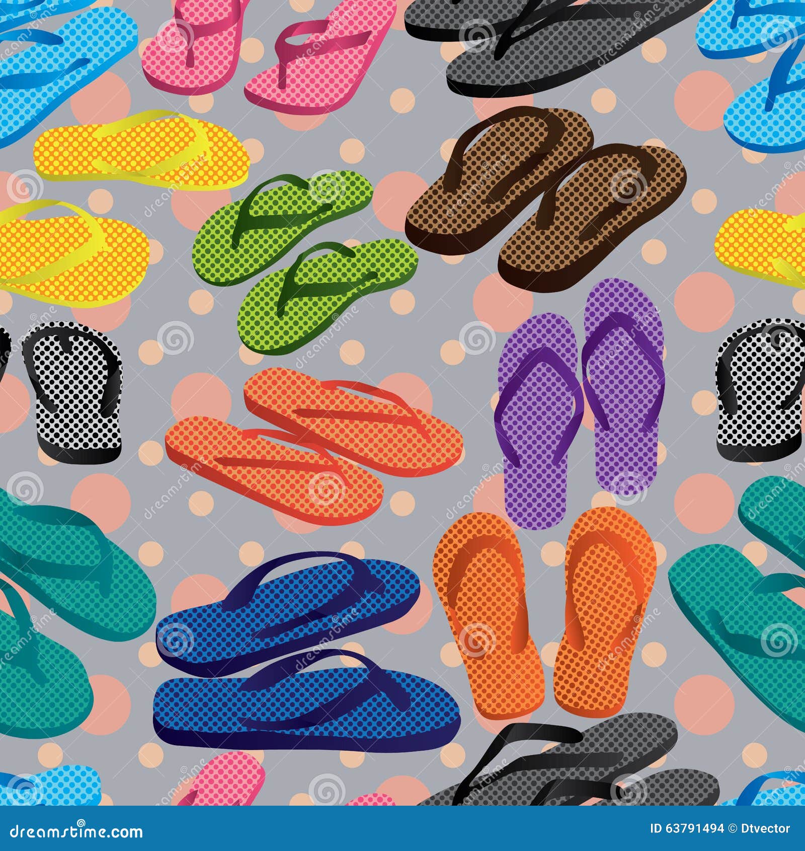 Slipper Coloful Dot Seamless Pattern Stock Vector - Illustration of ...