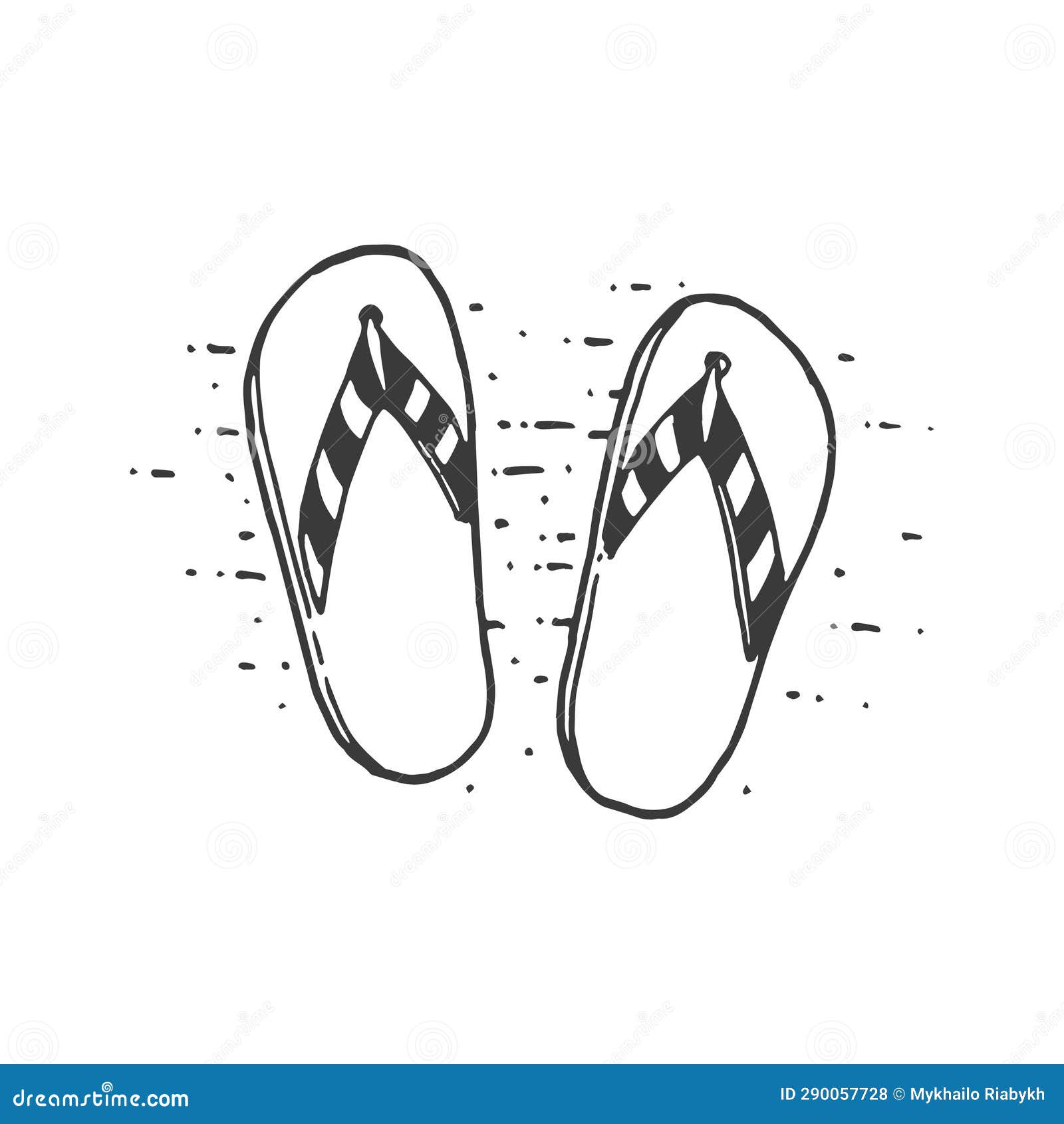Slippers Drawing, Flip Flops Illustration Stock Vector - Illustration ...